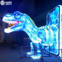 China Custom Sci‑Fi Mecha Velociraptor Zigong Lantern, Giant LED Mechanical Dinosaur Light Sculpture for Theme Park Night Festival for sale