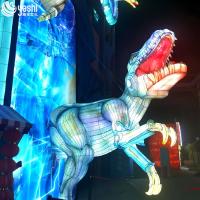 China Custom Sci‑Fi Mecha Velociraptor Zigong Lantern, Giant LED Mechanical Dinosaur Light Sculpture for Theme Park Night Festival for sale