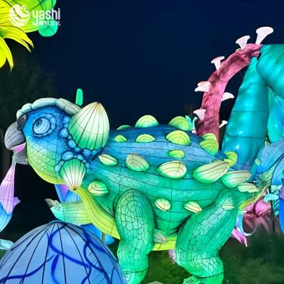 China Custom Ankylosaurus Dinosaur Zigong Lantern, Giant LED Dinosaur Light Sculpture for Dino‑Theme Park & Night Festival for sale