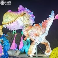China Realistic Tyrannosaurus Rex Dinosaur Model Sculpture with Waterproof Material and Outdoor LED Lantern for sale