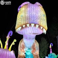 China Realistic Tyrannosaurus Rex Dinosaur Model Sculpture with Waterproof Material and Outdoor LED Lantern for sale