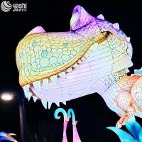 China Realistic Tyrannosaurus Rex Dinosaur Model Sculpture with Waterproof Material and Outdoor LED Lantern for sale