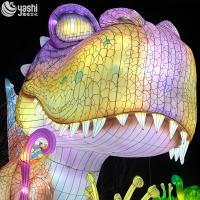 China Realistic Tyrannosaurus Rex Dinosaur Model Sculpture with Waterproof Material and Outdoor LED Lantern for sale