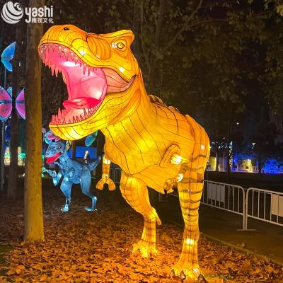 China Lifelike Tyrannosaurus Rex Model with Waterproof Outdoor LED Lantern for sale