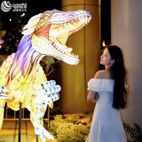 China Custom Feathered Velociraptor Dinosaur Zigong Lantern, Giant LED Dinosaur Light Sculpture for Dino‑Theme Park & Outdoor Festival Show for sale