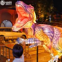 China Custom Feathered Velociraptor Dinosaur Zigong Lantern, Giant LED Dinosaur Light Sculpture for Dino‑Theme Park & Outdoor Festival Show for sale