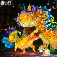 China Realistic T-Rex Dinosaur Sculpture Lantern for Outdoor Decoration for sale