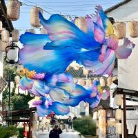 China Outdoor Chinese Fish Lantern 3D Light Up Fish Sculpture Lamp for sale
