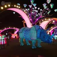 China Handmade Silk Chinese Animal Lanterns Waterproof Rhino Shaped for sale