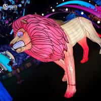 China Handmade Lion Sculpture Animal Lanterns for Outdoor Zoo Decoration for sale
