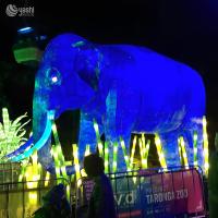 China Illuminated Outdoor Elephant Lantern Animal LED Sculpture Light 180CM for sale