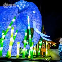 China Illuminated Outdoor Elephant Lantern Animal LED Sculpture Light 180CM for sale
