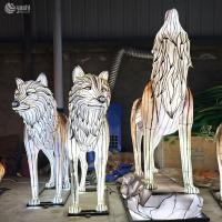 China Custom Wolf Lantern Set 120cm Outdoor LED Animal Decor for Theme Parks and Events for sale