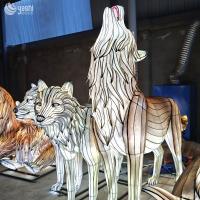 China Custom Wolf Lantern Set 120cm Outdoor LED Animal Decor for Theme Parks and Events for sale