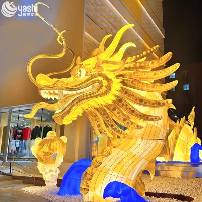 China Custom Golden Dragon LED Lantern Installation for Outdoor Events - 110V/220V Power with Adjustable Size for sale