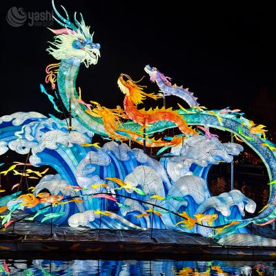 China Chinese Dragon Lantern Installation 400CM-450CM with LED Lighting for Outdoor Festivals and Cultural Events for sale