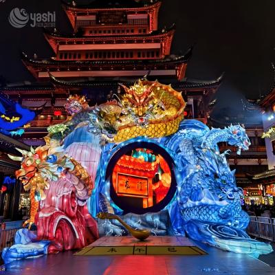 China Custom Large-Scale Dragon Sculpture Lantern with LED Lighting for Outdoor Festivals 110V/220V for sale