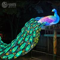 China Custom Large Peacock Zigong Lantern, Long Tail Colorful Peacock LED Light Sculpture, Waterproof Outdoor Park Festival Light Installation for sale
