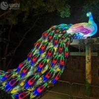 China Custom Large Peacock Zigong Lantern, Long Tail Colorful Peacock LED Light Sculpture, Waterproof Outdoor Park Festival Light Installation for sale