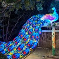 China Custom Large Peacock Zigong Lantern, Long Tail Colorful Peacock LED Light Sculpture, Waterproof Outdoor Park Festival Light Installation for sale