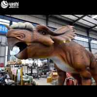 China 300CM Realistic Triceratops Dinosaur Sculpture with Voice Control and Weather-Resistant Silicone for Outdoor Parks for sale