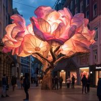 China Custom LED Floral Decor 4-8 Meters with 220V Power for Malls, Parks and Event Spaces for sale