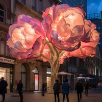 China Custom LED Floral Decor 4-8 Meters with 220V Power for Malls, Parks and Event Spaces for sale