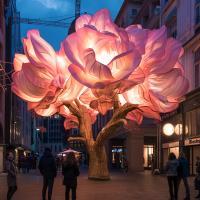 China Custom LED Floral Decor 4-8 Meters with 220V Power for Malls, Parks and Event Spaces for sale