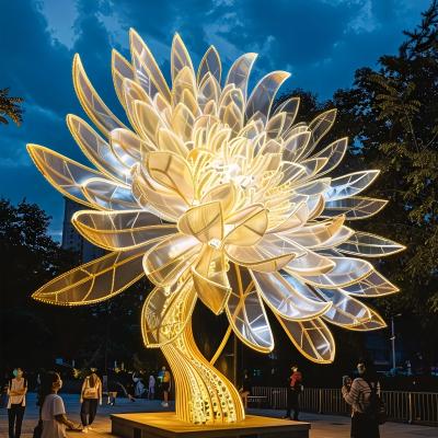 China LED Light Iron Wire Flower Color Changing Display 4-8 Meters for Shopping Mall and Park Decorations for sale