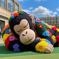 China Large Knitted Gorilla Starlight Installation 240CM with LED Lighting for Mall and Park Decoration for sale