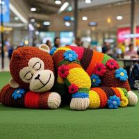 China Large Knitted Gorilla Starlight Installation 240CM with LED Lighting for Mall and Park Decoration for sale