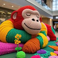 China Large Knitted Gorilla Starlight Installation 240CM with LED Lighting for Mall and Park Decoration for sale