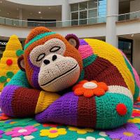 China Large Knitted Gorilla Starlight Installation 240CM with LED Lighting for Mall and Park Decoration for sale