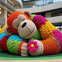 China Large Knitted Gorilla Starlight Installation 240CM with LED Lighting for Mall and Park Decoration for sale