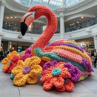 China Custom 4-8 Meter Flamingo LED Starlight Installation for Christmas Mall Decoration with 220V Power for sale