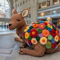 China Handmade Woolen Cartoon Kangaroo for New Year and Christmas Decorations for sale