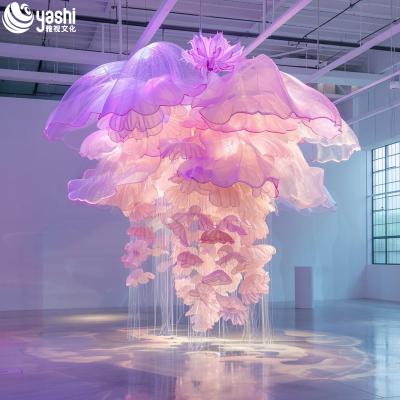 China Restaurant Spaces Installation Art Light Soft Muslin Medusa Decoration for sale