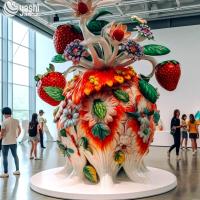 China 3D Strawberry Sculpture for Outdoor Display Shopping Mall Restaurant Decor for sale