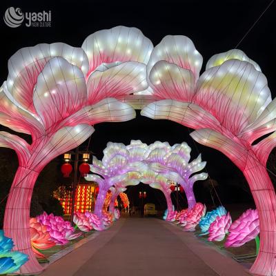 China Outdoor 3D Peony Arch Lantern Installation 110/220V LED Lighting for Festivals and Events for sale
