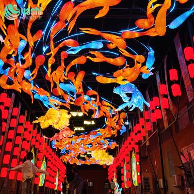 China Jiguan Color Fish Leaping Lantern Tunnel with LED Lighting for Festival Decor 650mm Width for sale