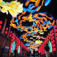 China Jiguan Color Fish Leaping Lantern Tunnel with LED Lighting for Festival Decor 650mm Width for sale