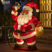 China Custom Giant Santa Claus Silk Lantern, Indoor Outdoor LED Santa Light Sculpture for Mall Christmas Festival Decoration for sale