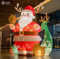 China Custom Giant Santa Claus Silk Lantern, Indoor Outdoor LED Santa Light Sculpture for Mall Christmas Festival Decoration for sale