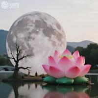China LED Outdoor Inflatable Decorations - Giant Moon & Lotus Flower Balloons 2-8 Meter Custom Sizes 110V/220V for sale