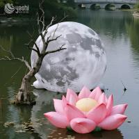 China LED Outdoor Inflatable Decorations - Giant Moon & Lotus Flower Balloons 2-8 Meter Custom Sizes 110V/220V for sale