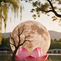 China LED Outdoor Inflatable Decorations - Giant Moon & Lotus Flower Balloons 2-8 Meter Custom Sizes 110V/220V for sale