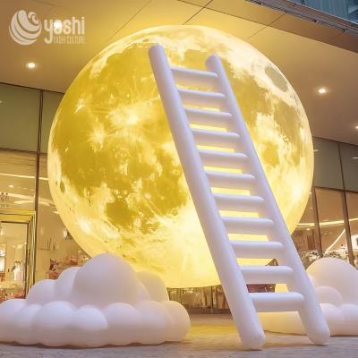 China Fireproof Fabric LED Giant Moon Inflatable Decorations 2-8 Meters Custom Size for Commercial Spaces for sale