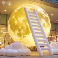 China Fireproof Fabric LED Giant Moon Inflatable Decorations 2-8 Meters Custom Size for Commercial Spaces for sale
