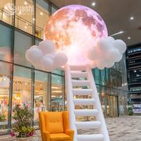 China Fireproof Fabric LED Giant Moon Inflatable Decorations 2-8 Meters Custom Size for Commercial Spaces for sale