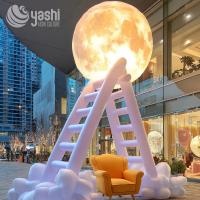 China Fireproof Fabric LED Giant Moon Inflatable Decorations 2-8 Meters Custom Size for Commercial Spaces for sale
